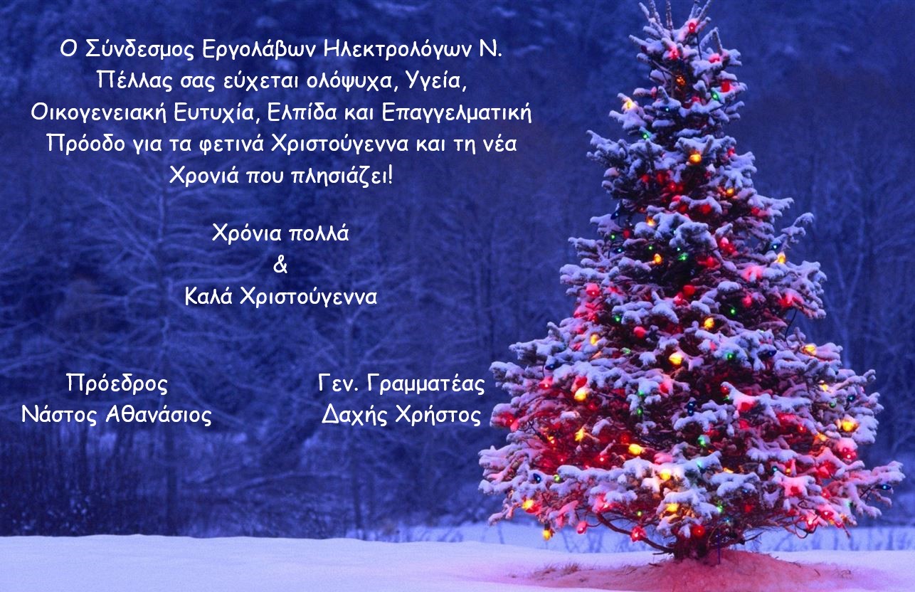 ΣΕΗ Πέλλας: Ευχές για τα Χριστούγεννα και την Πρωτοχρονιά - Ηλεκτρολόγος